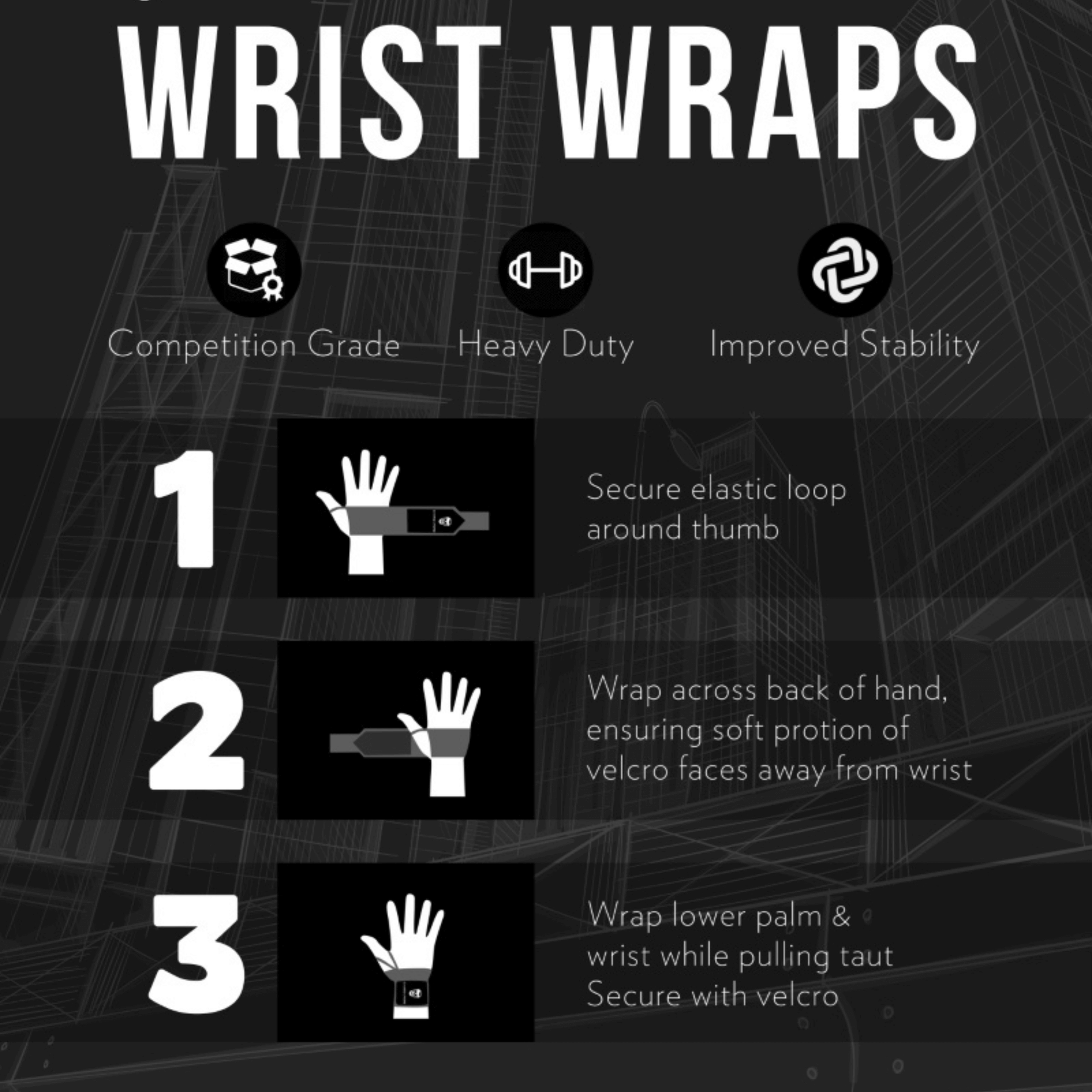 18" Wrist Wraps - Black/Rubber